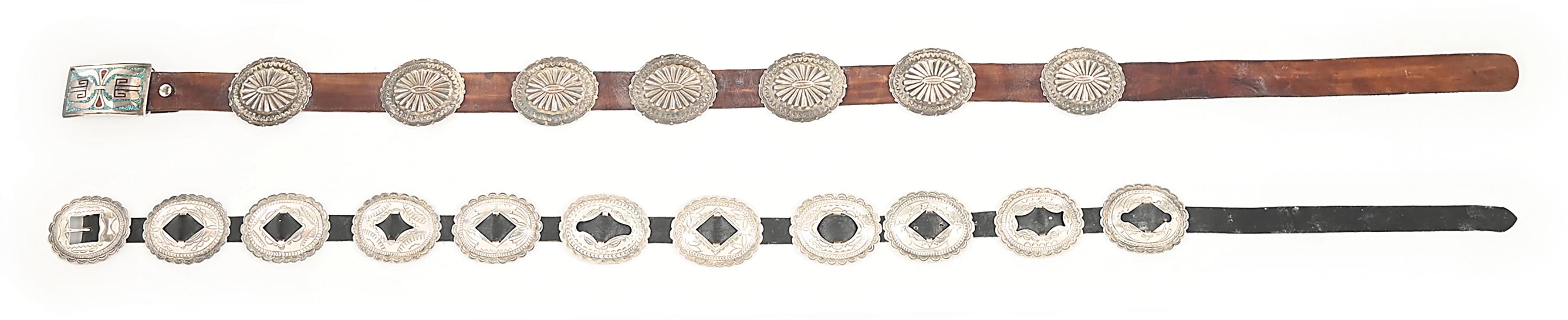 Lot Detail - LOT OF 2: NAVAJO CONCHO BELTS