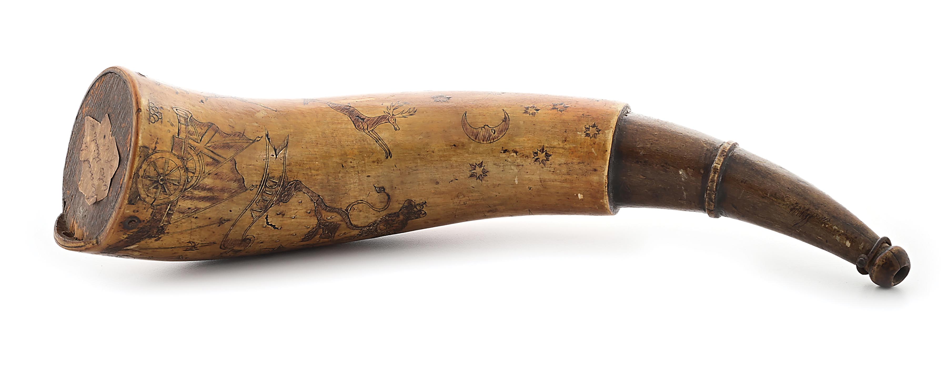 Lot Detail - FINELY ENGRAVED FRENCH AND INDIAN WAR ERA POWDER HORN ...